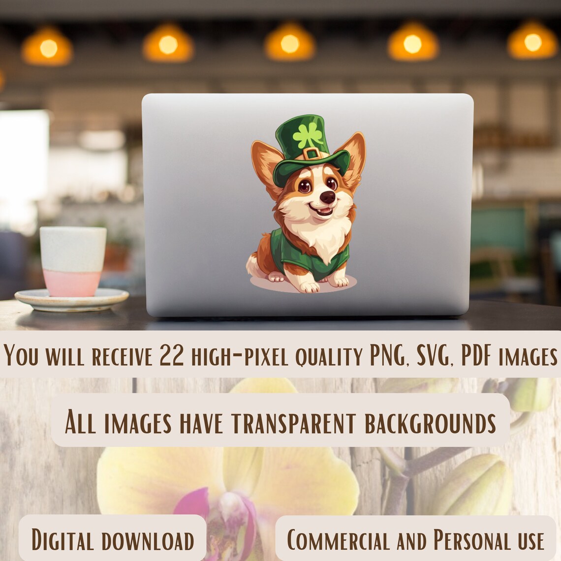 Corgi St. Patrick's Day PNG SVG Bundle, 22 Cute Lucky Dog Designs for ...