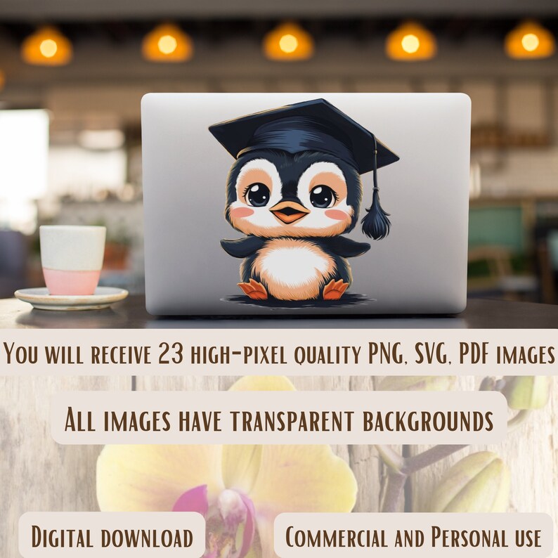 Penguin Graduation PNG SVG Bundle, 23 Adorable Clipart Designs for ...