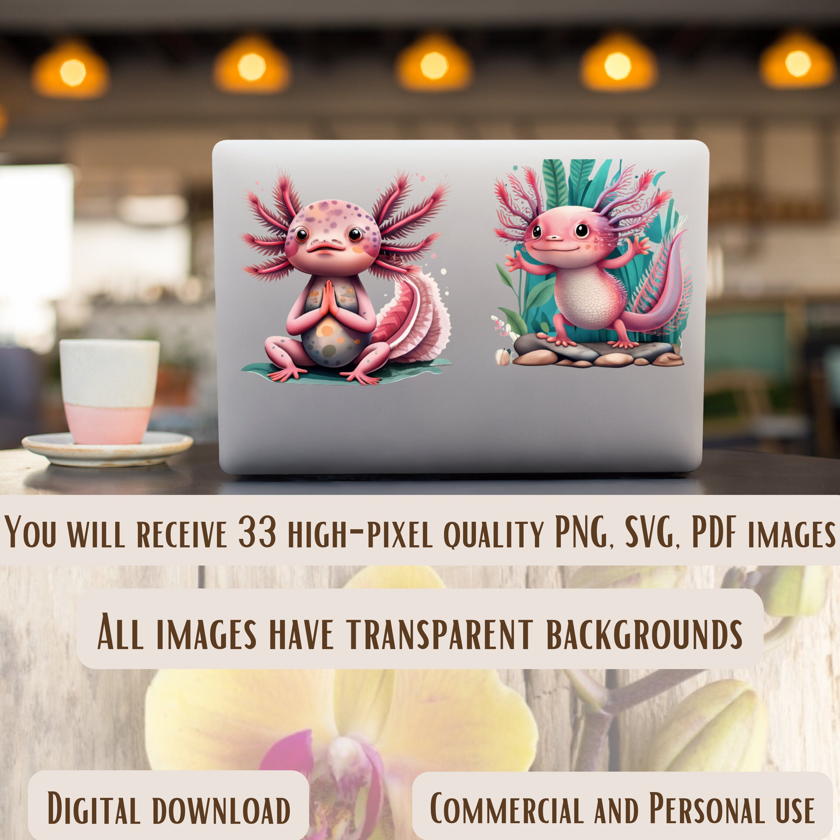 Axolotl Yoga PNG SVG Bundle 33 Images Digital Printable Vector Instant ...