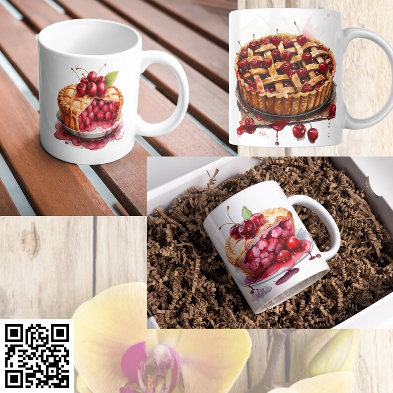 Cherry Pie Watercolor PNG SVG Bundle, 20 Sweet Dessert Clipart Designs ...