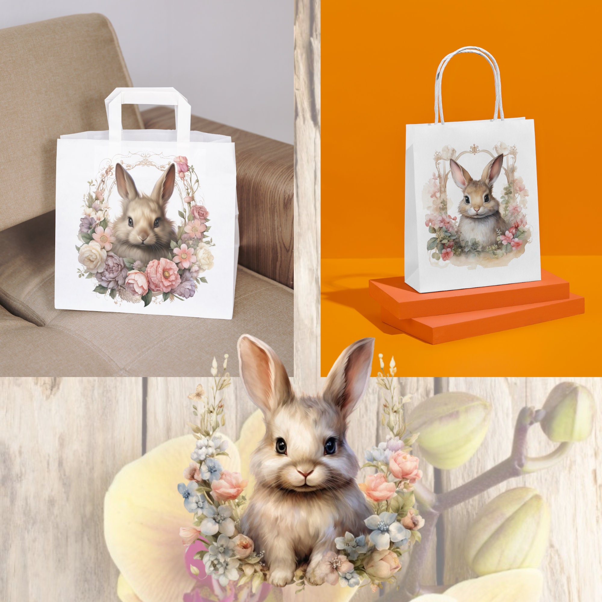 Victorian Rabbit Watercolor PNG SVG Bundle 20 Images Digital Printable ...