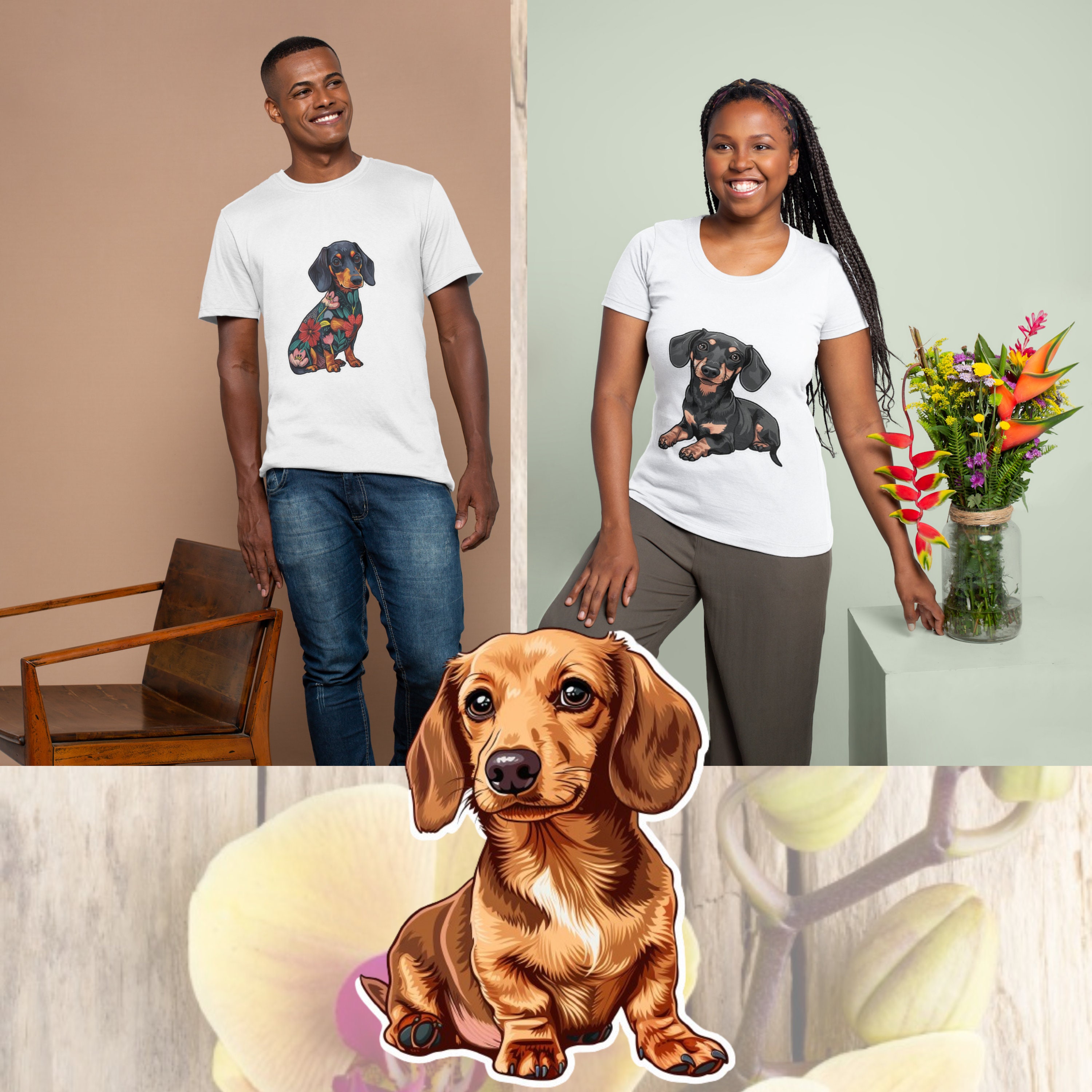 Dachshund Clipart Bundle, 42 PNG SVG Images, Cute Dachshund Art for ...
