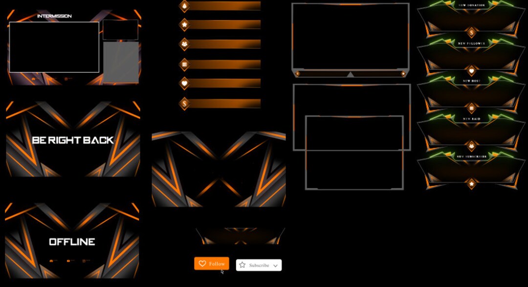Twitch Overlays, Stream Orange Triangles, Animated, Full Package - Etsy