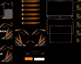 Stream Overlays Animated Neon Yellow Orange Twitch Pack, Clean ...