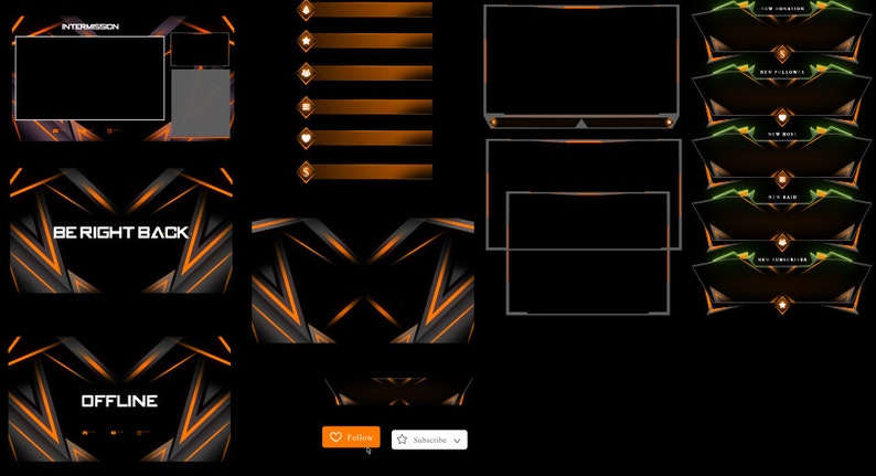 Twitch Overlays, Stream Orange Triangles, Animated, Full Package - Etsy
