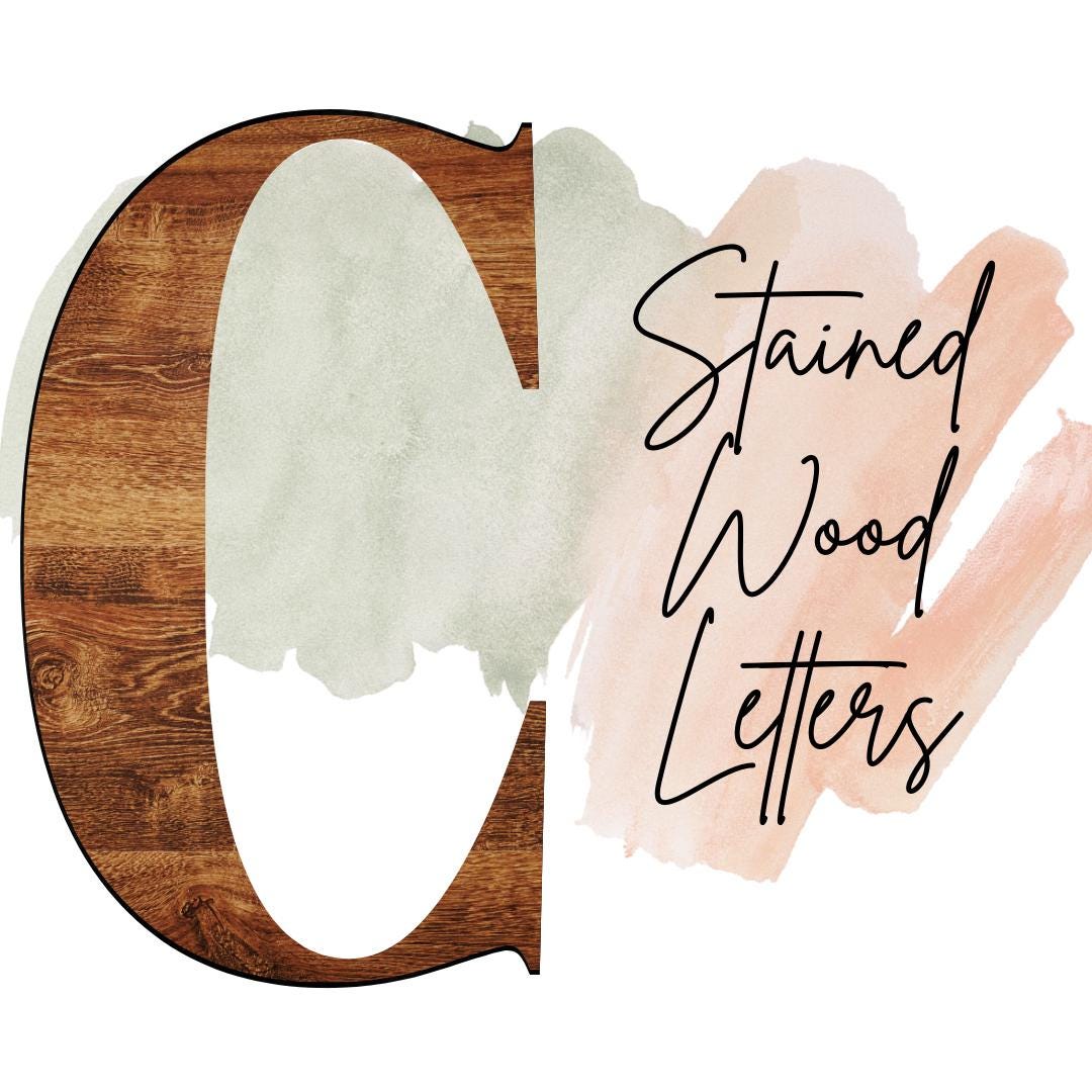 Large Stained Wooden Letters Wall Art Letters DYI Alphabet Letters 1/16 ...
