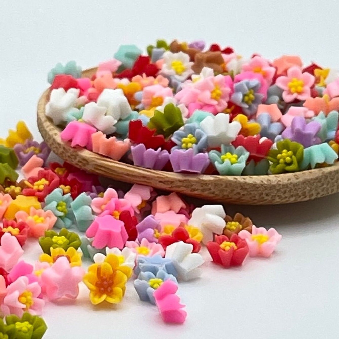 Multicolored Tiny Flower Star Flatback Cabochons Decoden Resin Craft ...