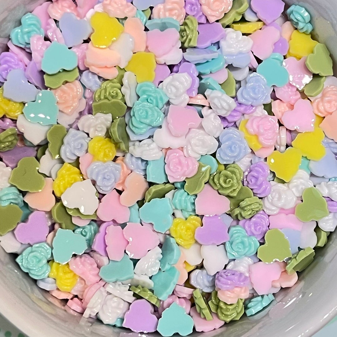 Pastel Heart Shaped Rose Flatback Cabochons Dollhouse Flower Supplies ...