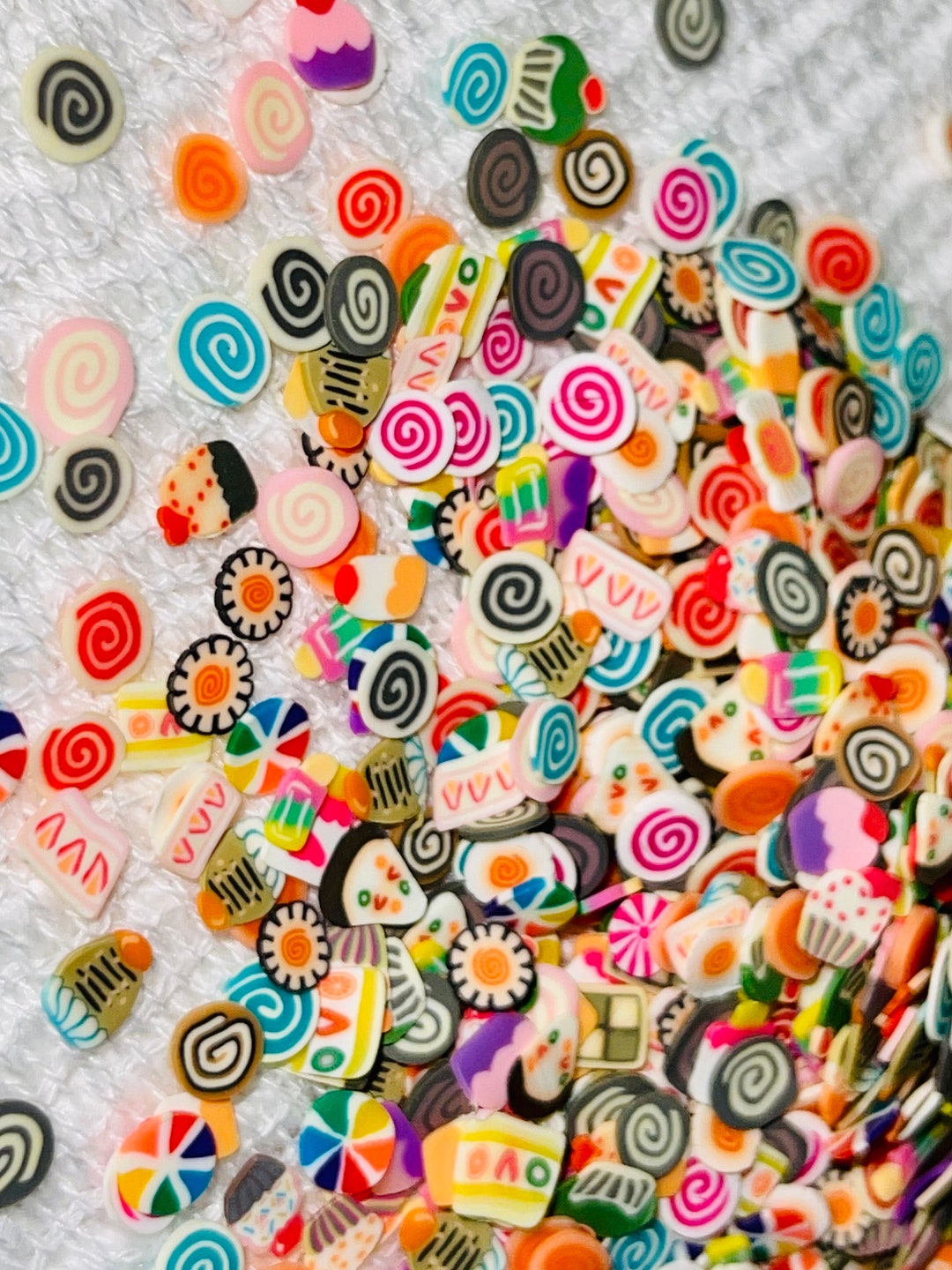 Polymer Clay Tiny Ice Cream Sprinkle Confetti Mini Charms 3D Nail Decal ...