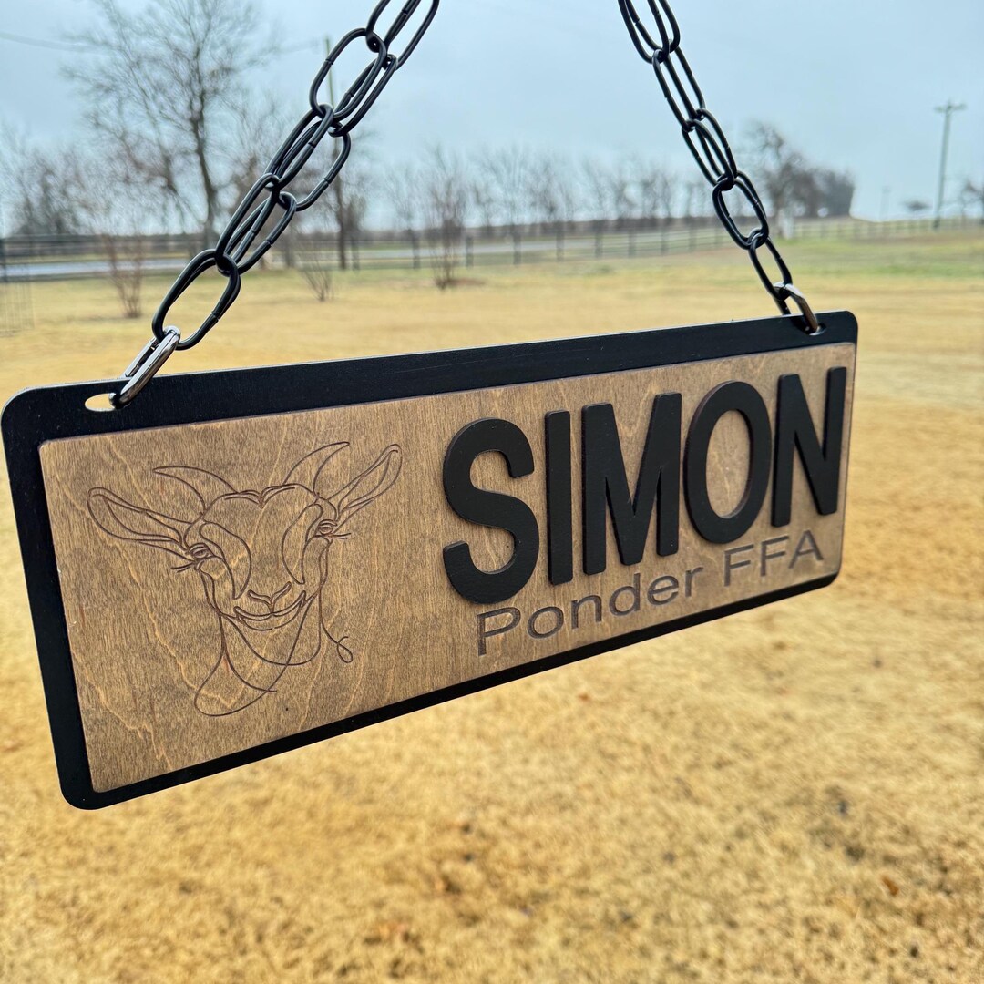 Stall Sign Livestock Wooden Hanging Show Pen Sign Goat Cattle Hog Pig ...