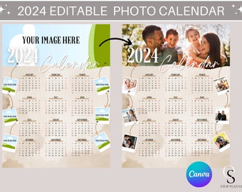 Editable Calendar 2024 Canva Template Frame Instant Download Monthly ...