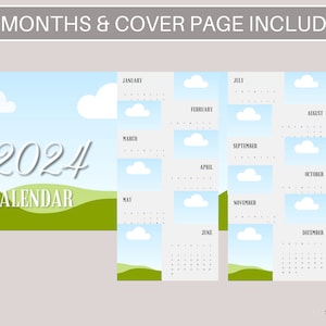 Editable Calendar 2024 Canva Template Frame Instant Download Monthly ...