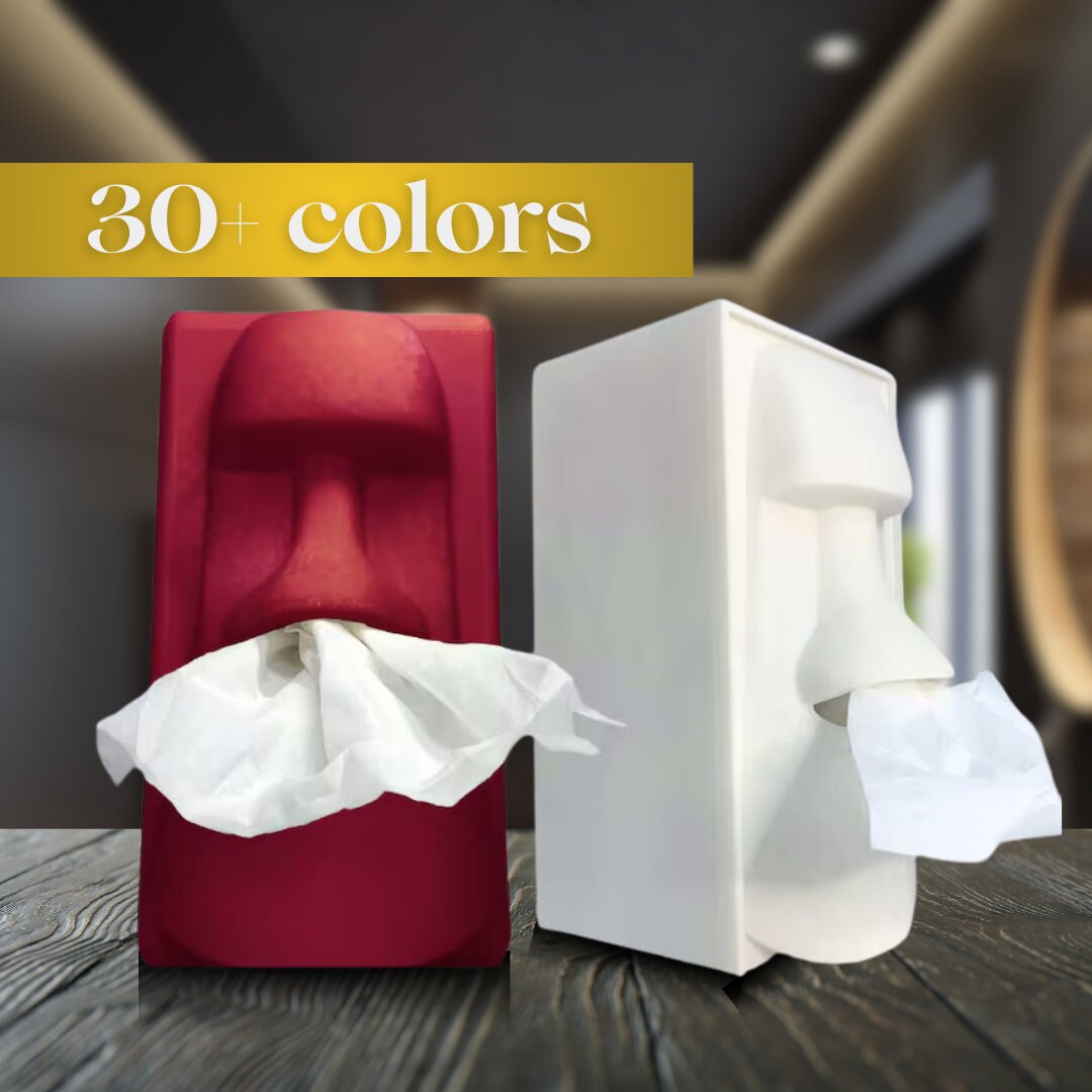 Funny Maoi Facial Tissue Box Holder Fun and Creative Easter Island Head ...