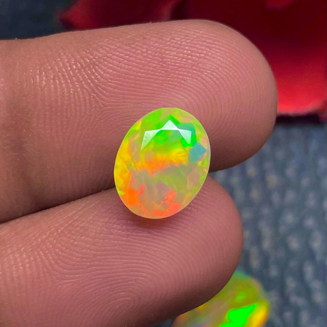 AMAZING MULTI FIRE Ethiopian Opal Gemstone, Natural Ethiopian Opal Oval ...