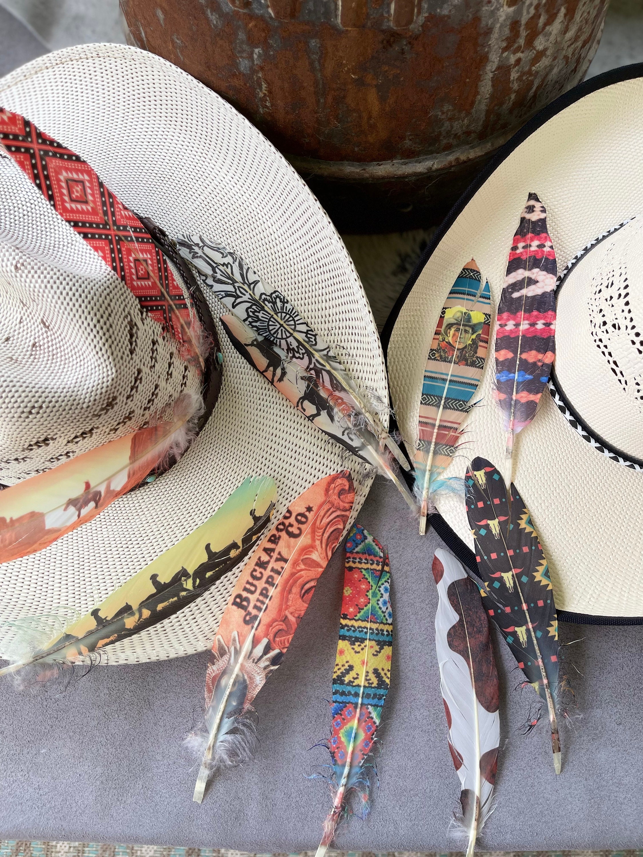 Southwest Print Design 7, Hat Feather, Cowboy Hat Accessories, Western ...