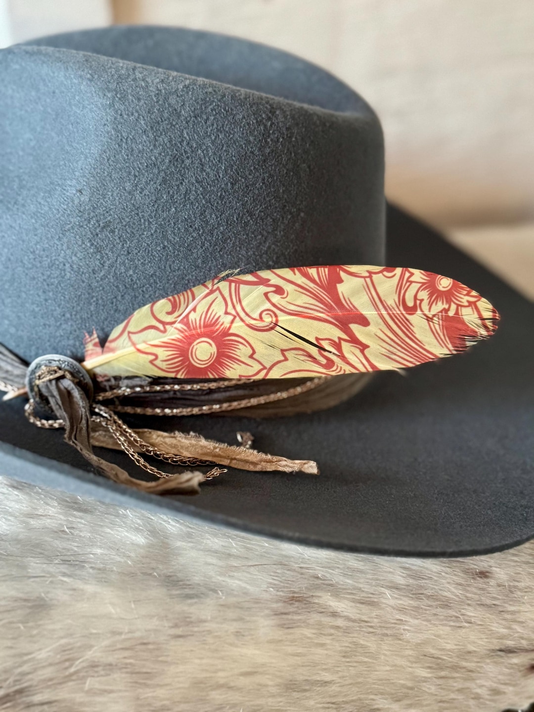 Western Floral Feather, Hat Feather, Cowboy Hat Accessories, Western ...