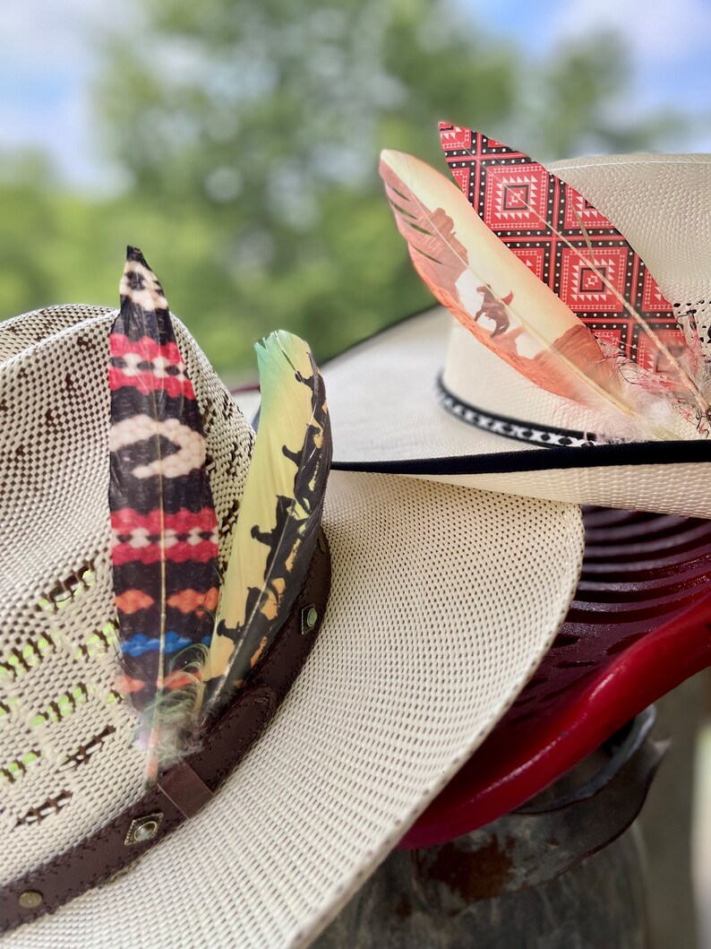 Southwest Print Design 7, Hat Feather, Cowboy Hat Accessories, Western ...