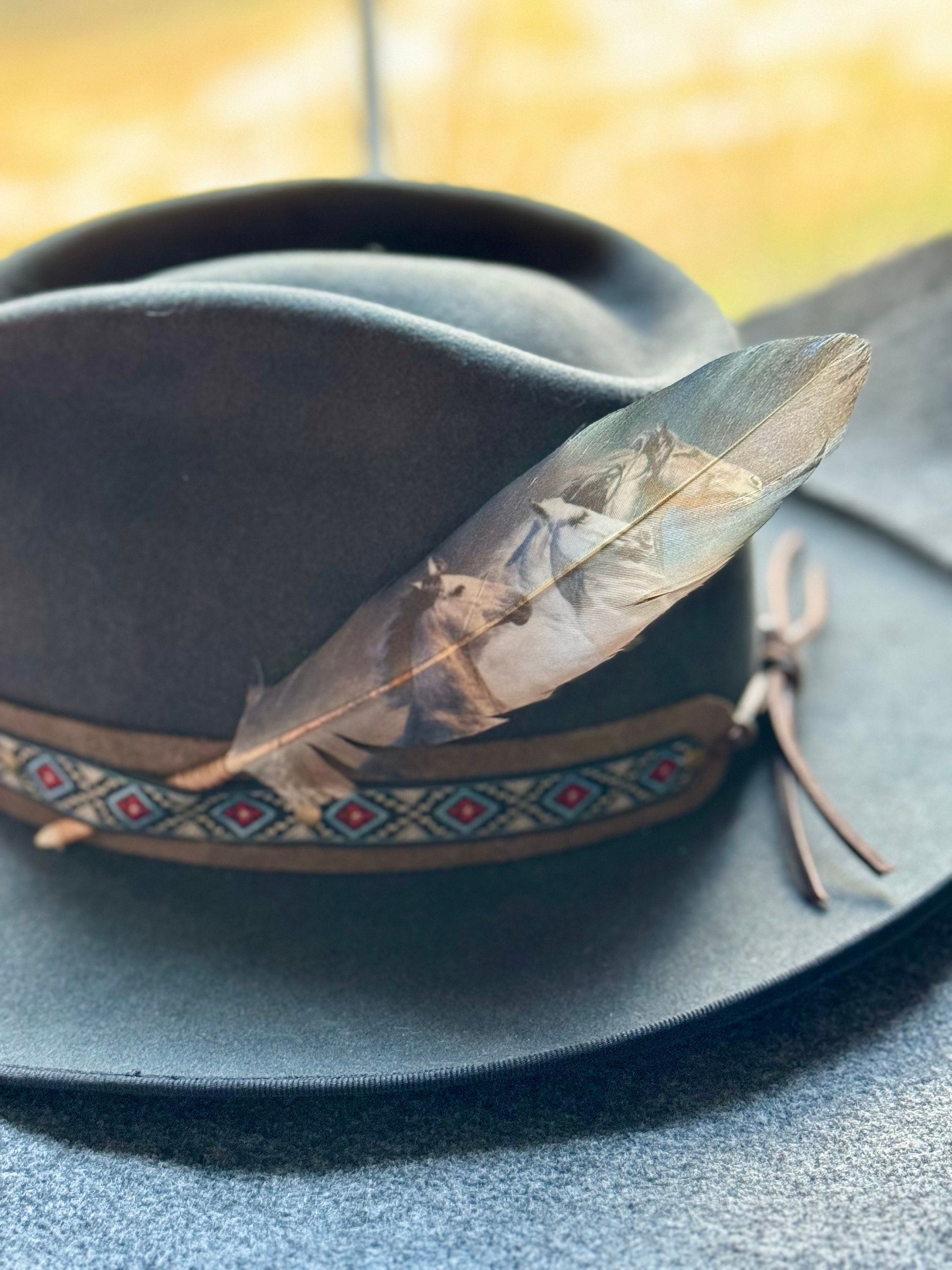 Dark Wild Horses Hat Feather, Cowboy Hat Accessory, Cowgirl Fashion ...