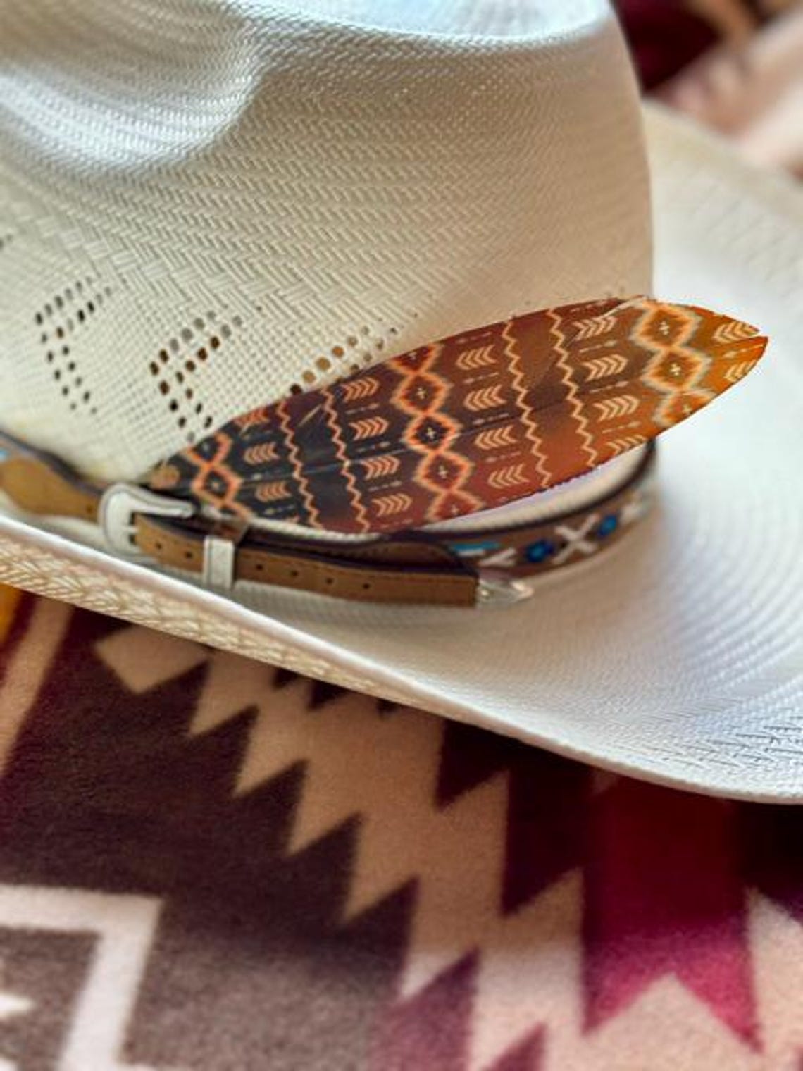 Faded Southwestern Hat Feather: Western Cowboy Cowgirl Hat Accessory - Etsy