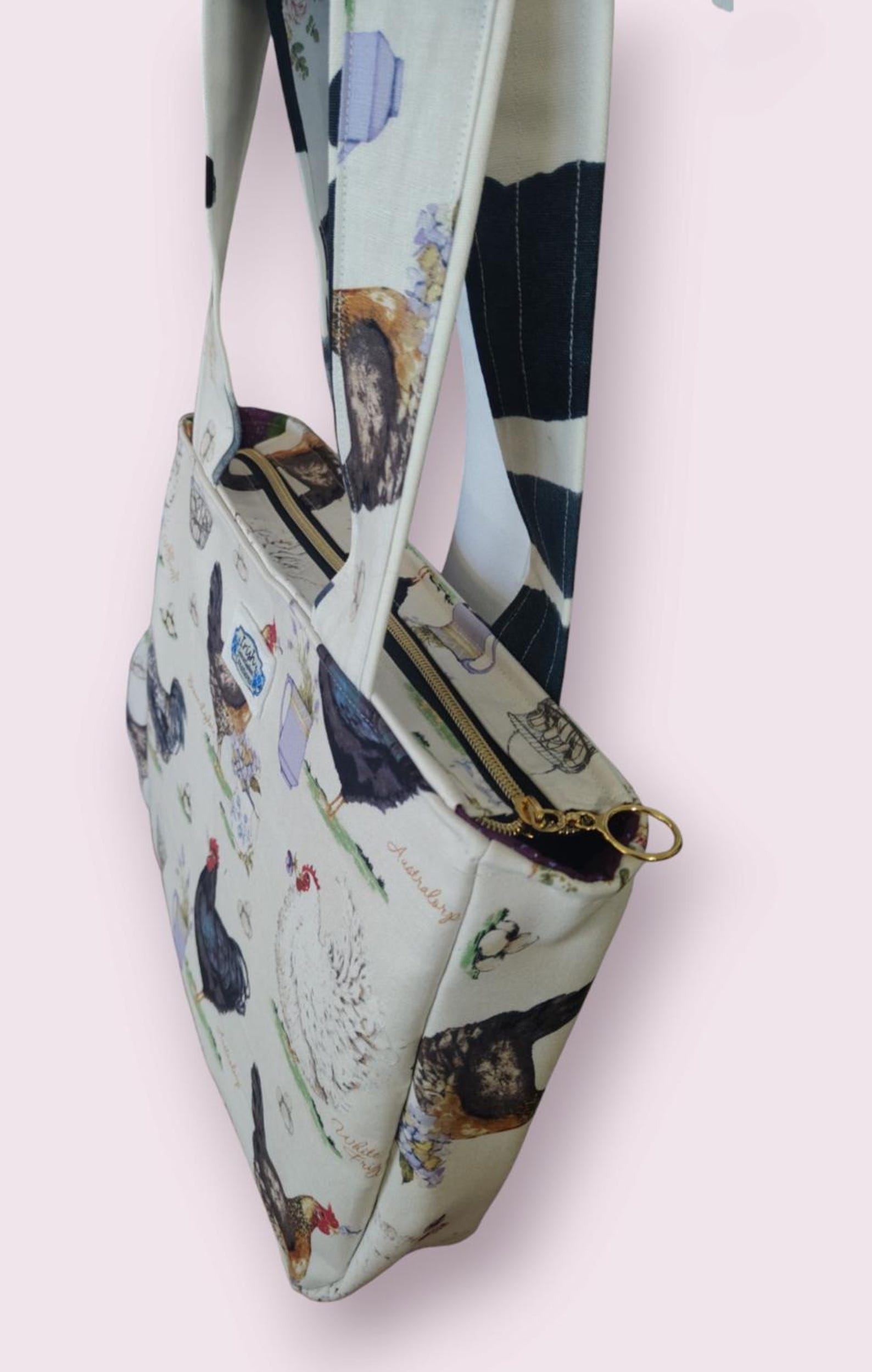 Farmhouse Rooster Print Tote Bag Set, Customized Family Bags, Handmade ...
