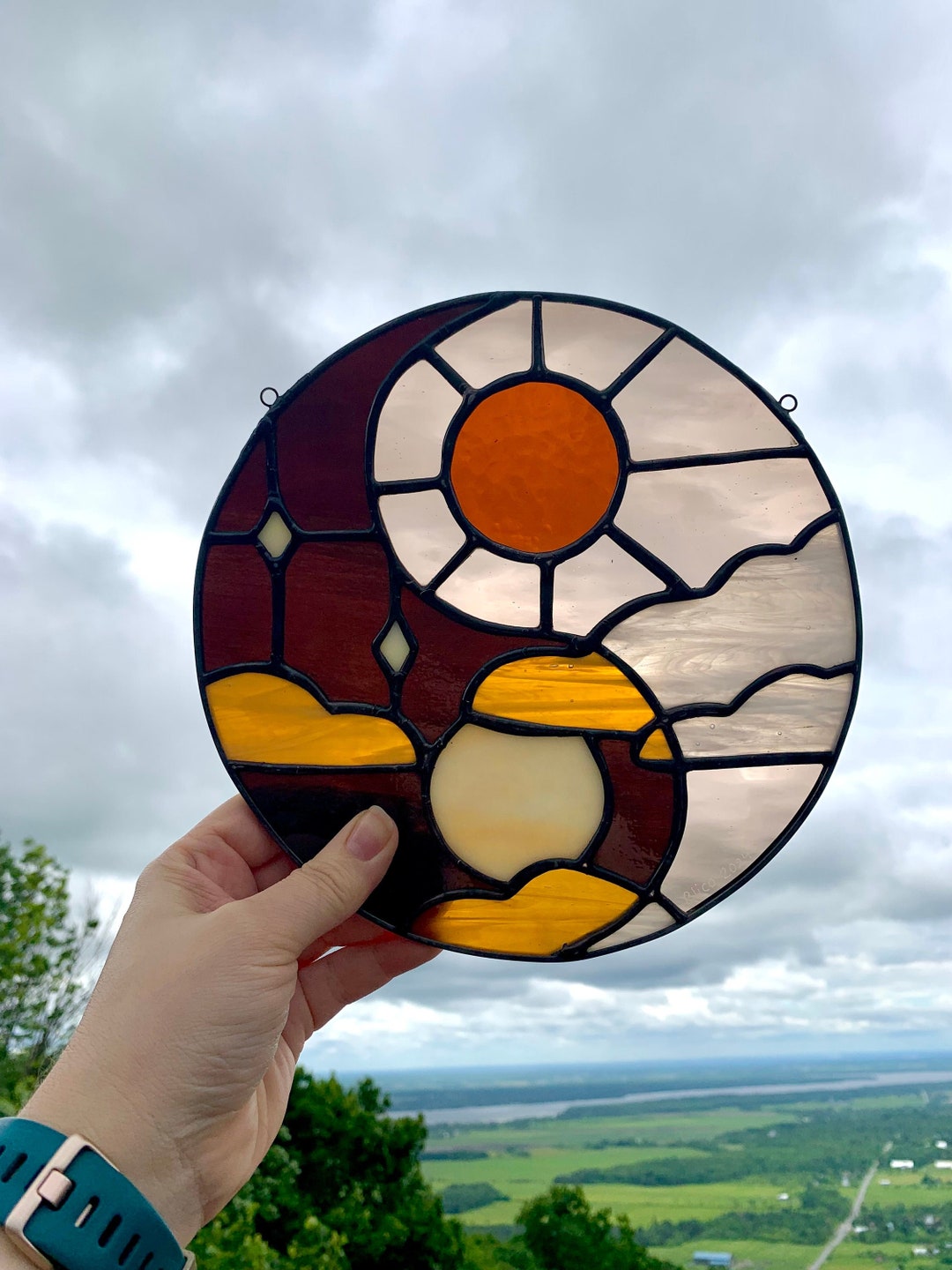 Amber Yin-yang Stained Glass Suncatcher - Etsy