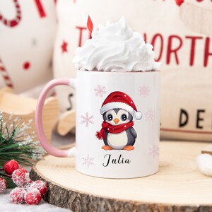 Personalized Pink Christmas Name Mug Custom Kids Hot Chocolate Mug Kids ...
