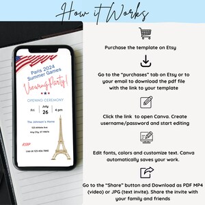 Paris Summer Games Opening Ceremony Viewing Party Invite Textable Paris ...
