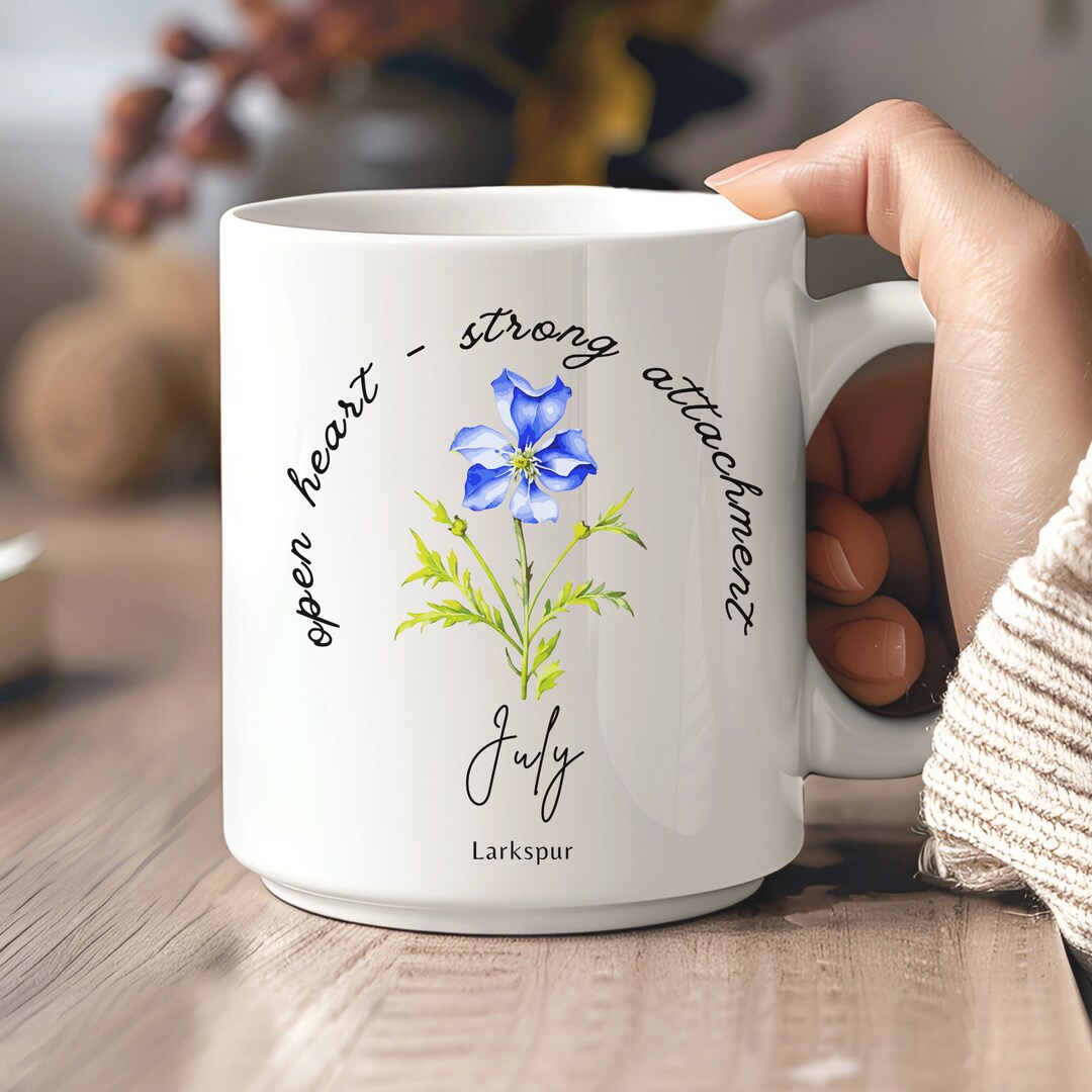 July Birth Flower Mug Personalized Ceramic Cup for July Birthdays ...