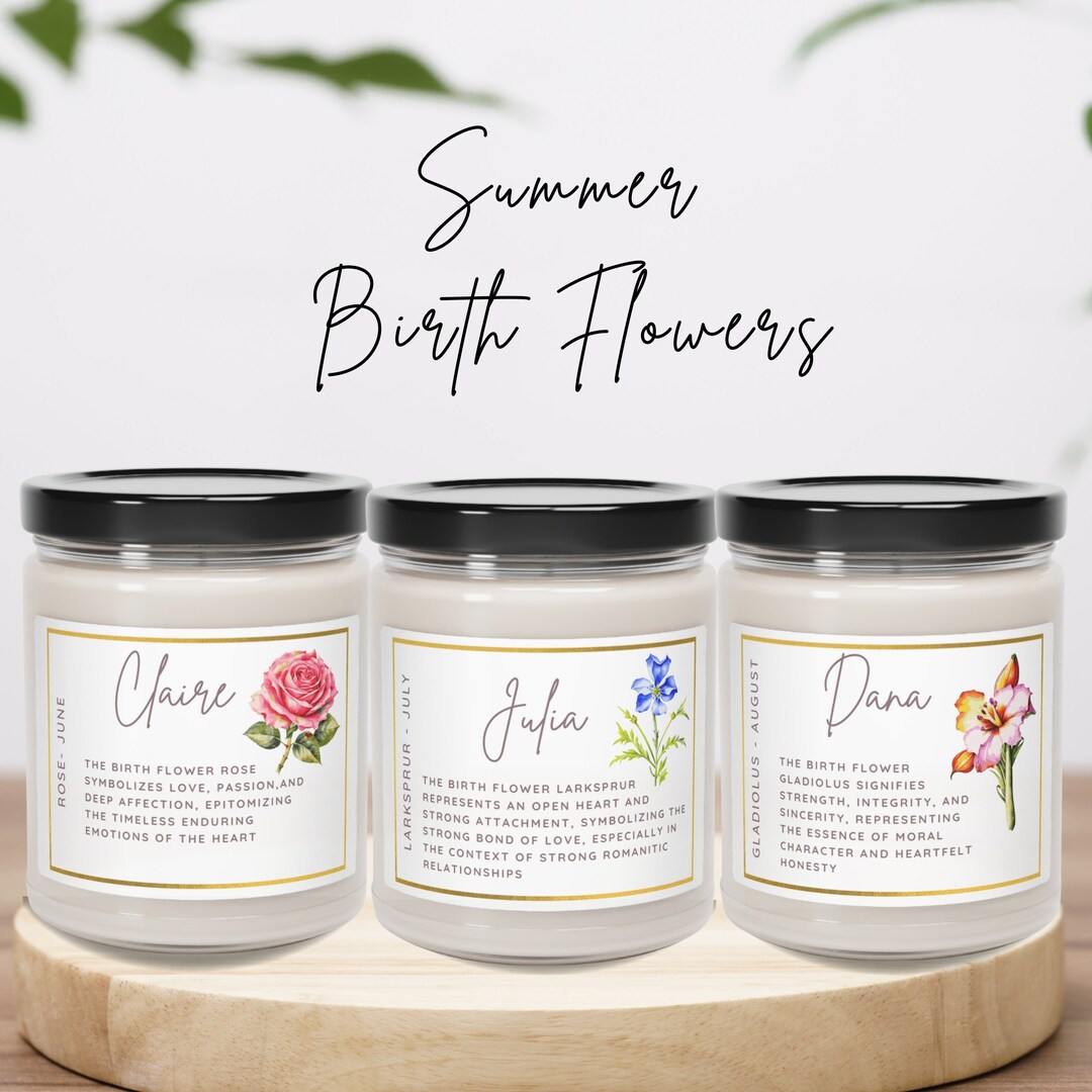 June Birth Month Candle Gift Personalized Birth Flower Birthday Gift ...