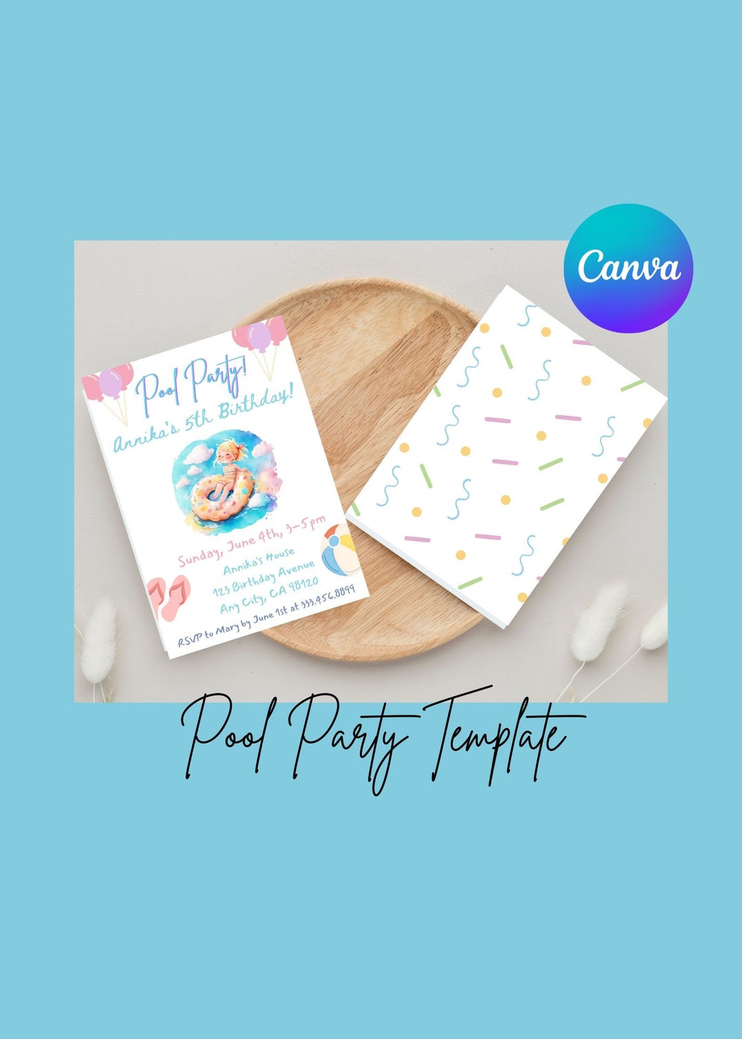 Editable Pool Party Invitation Birthday Party Invitation - Etsy