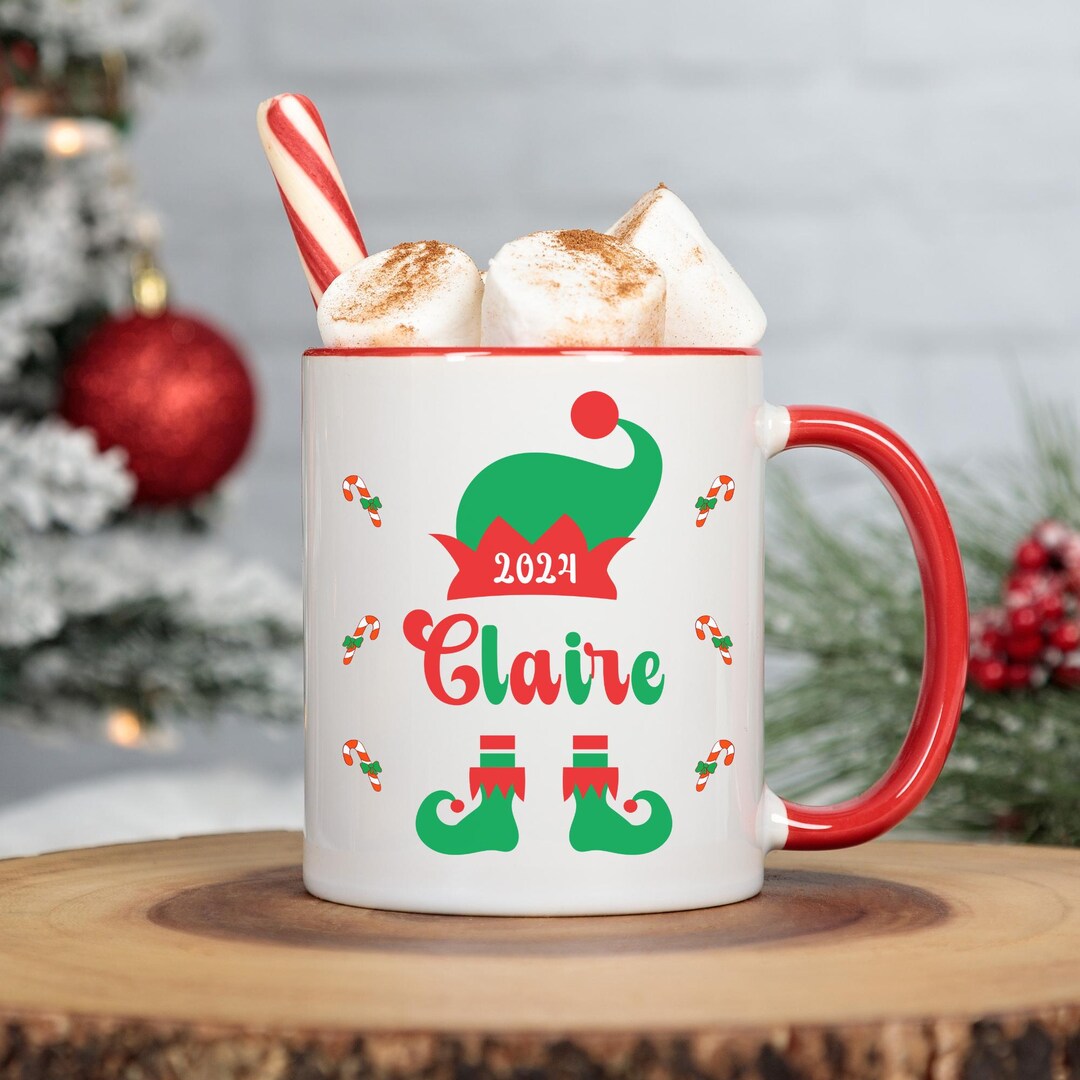 Personalized Christmas Mug Custom Elf Mug Holiday Gift Kid Grandparent ...
