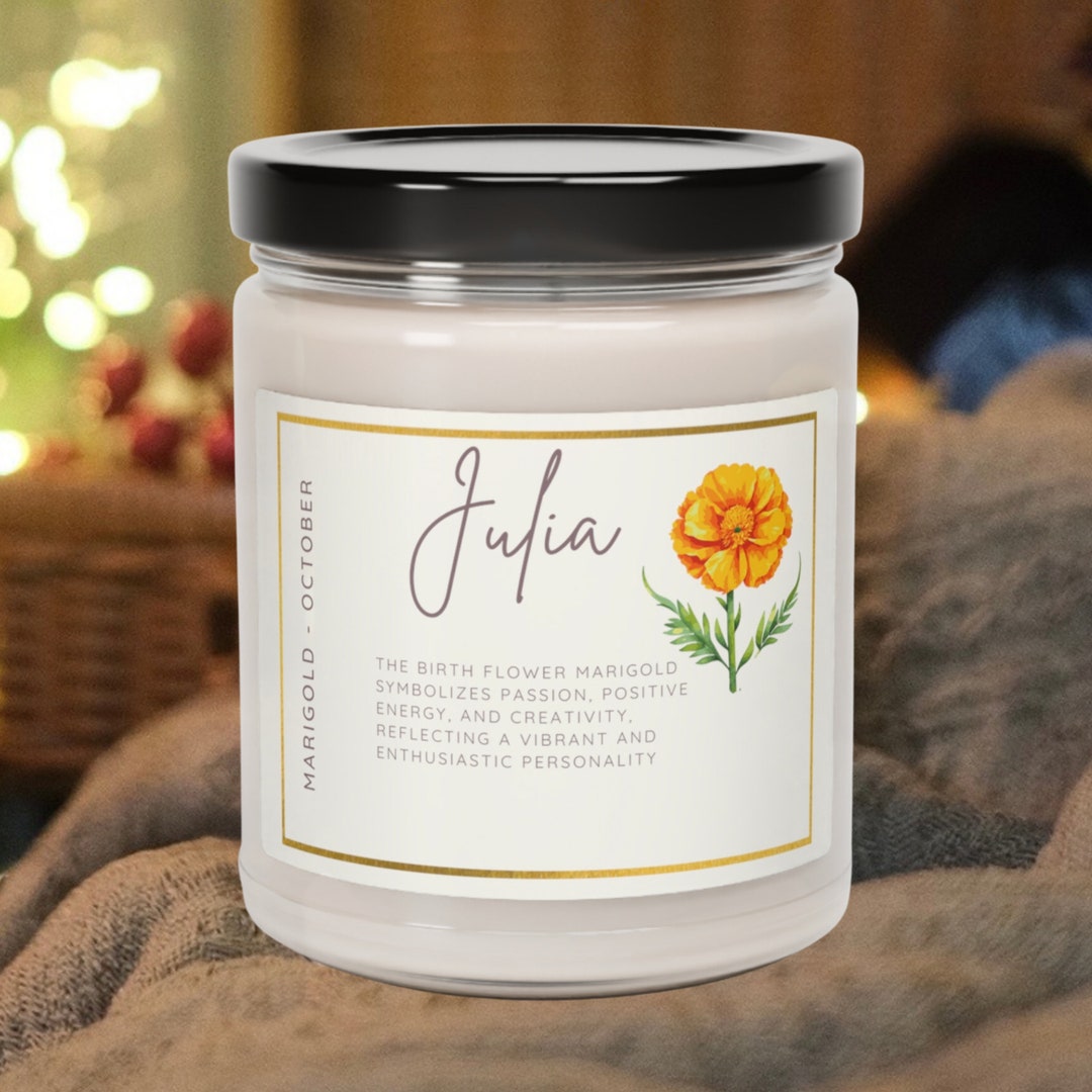 Personalized Birth Flower Candle Gift With Name Gift for Her Birthday ...