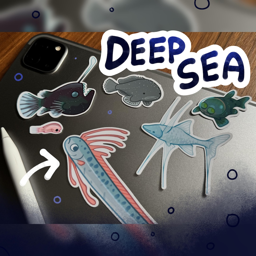 DEEP SEA Fish Stickers! Barreleye, Blobfish, Oarfish, Anglerfish, and ...