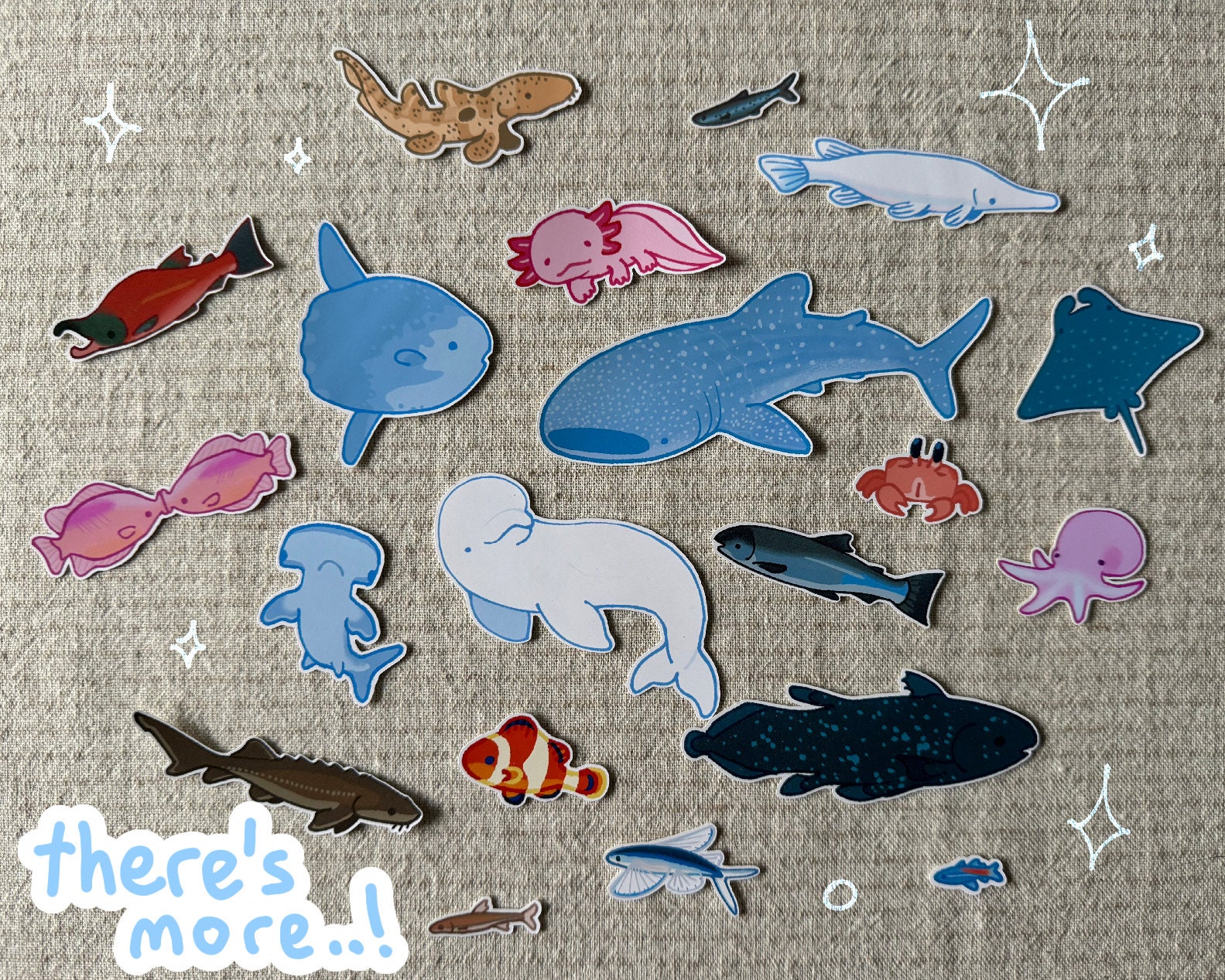 Aquatic Animal Stickers Axolotl, Crab and Octopus - Etsy