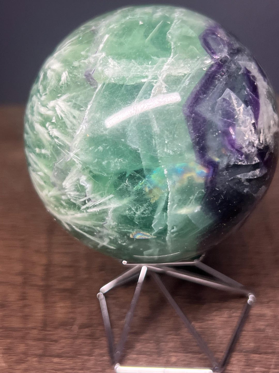 Purple/green Feather Fluorite Sphere - Etsy