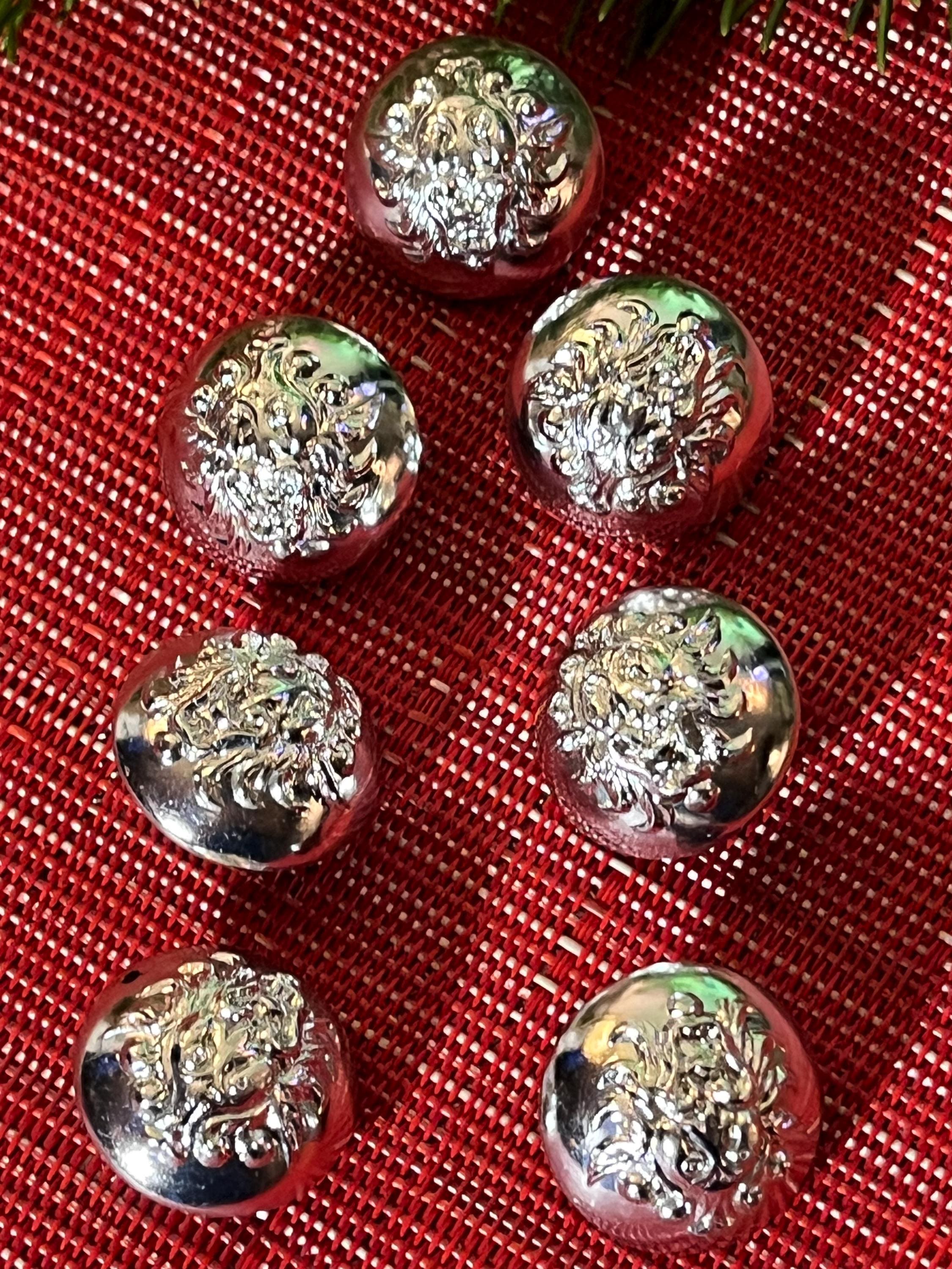 Rare Silver Domed Vintage Buttons With Scrolling Relief Design - Etsy