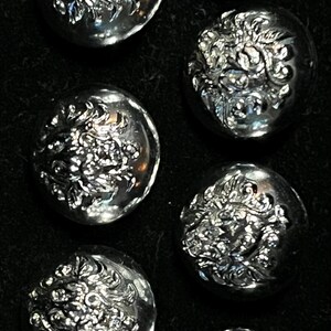 Rare Silver Domed Vintage Buttons With Scrolling Relief Design - Etsy