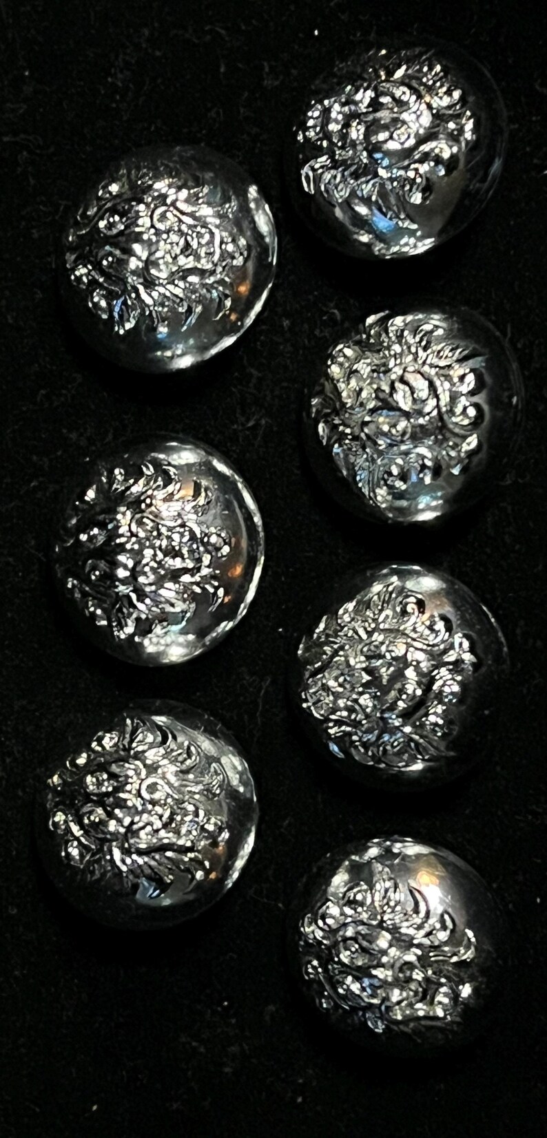 Rare Silver Domed Vintage Buttons With Scrolling Relief Design - Etsy