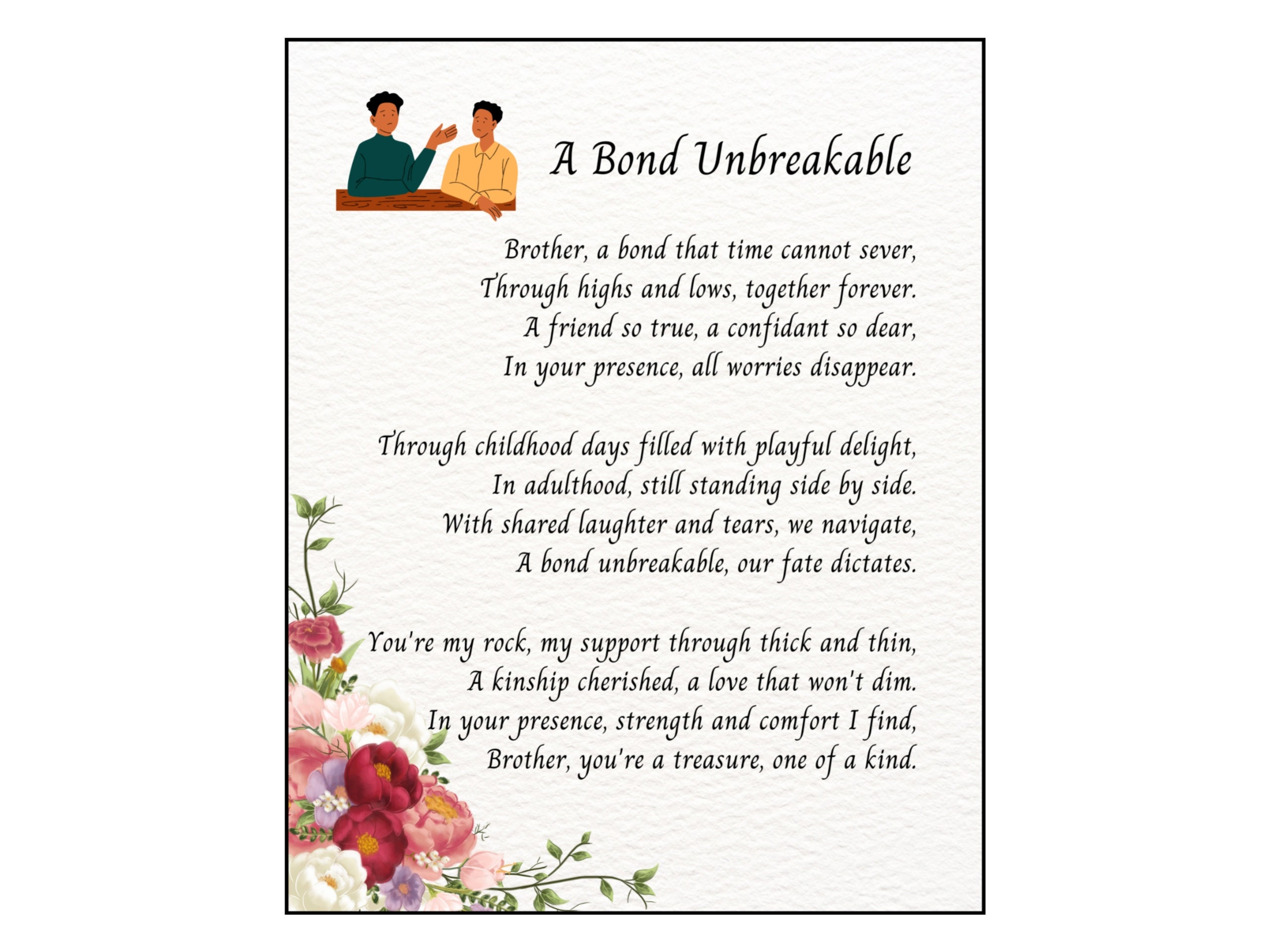A Bond Unbreakable A Heartfelt Poem For Brother Digital Etsy