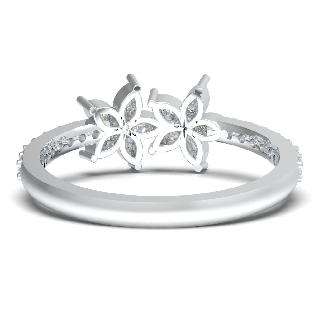Diamond Flower Ring 14k Gold Floral Diamond Ring Minimalist Diamond ...