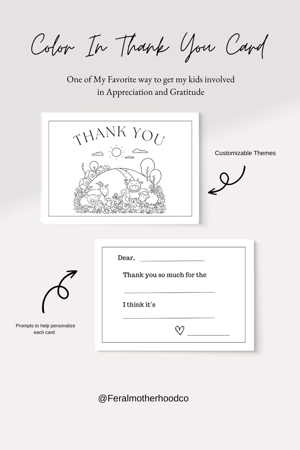 Printable Thank You Card, Farm Animal Thank You Card, Thank You Cards ...