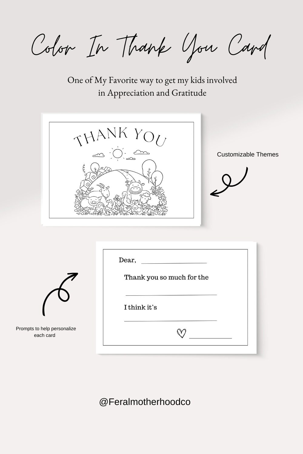Printable Thank You Card, Farm Animal Thank You Card, Thank You Cards ...