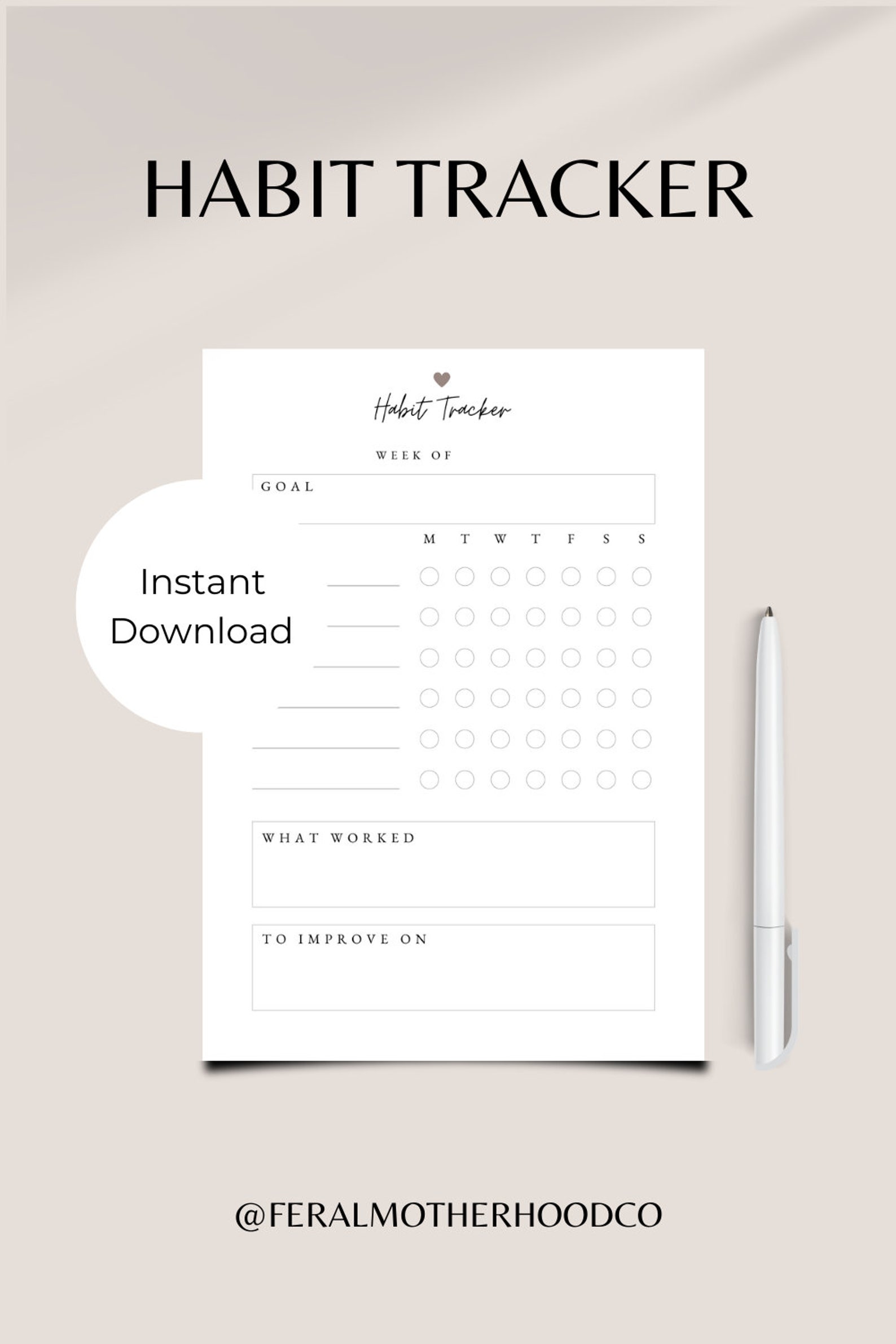 Habit Tracker, Instant Download, Mom Planner, Mom Scheduling, Self-care ...