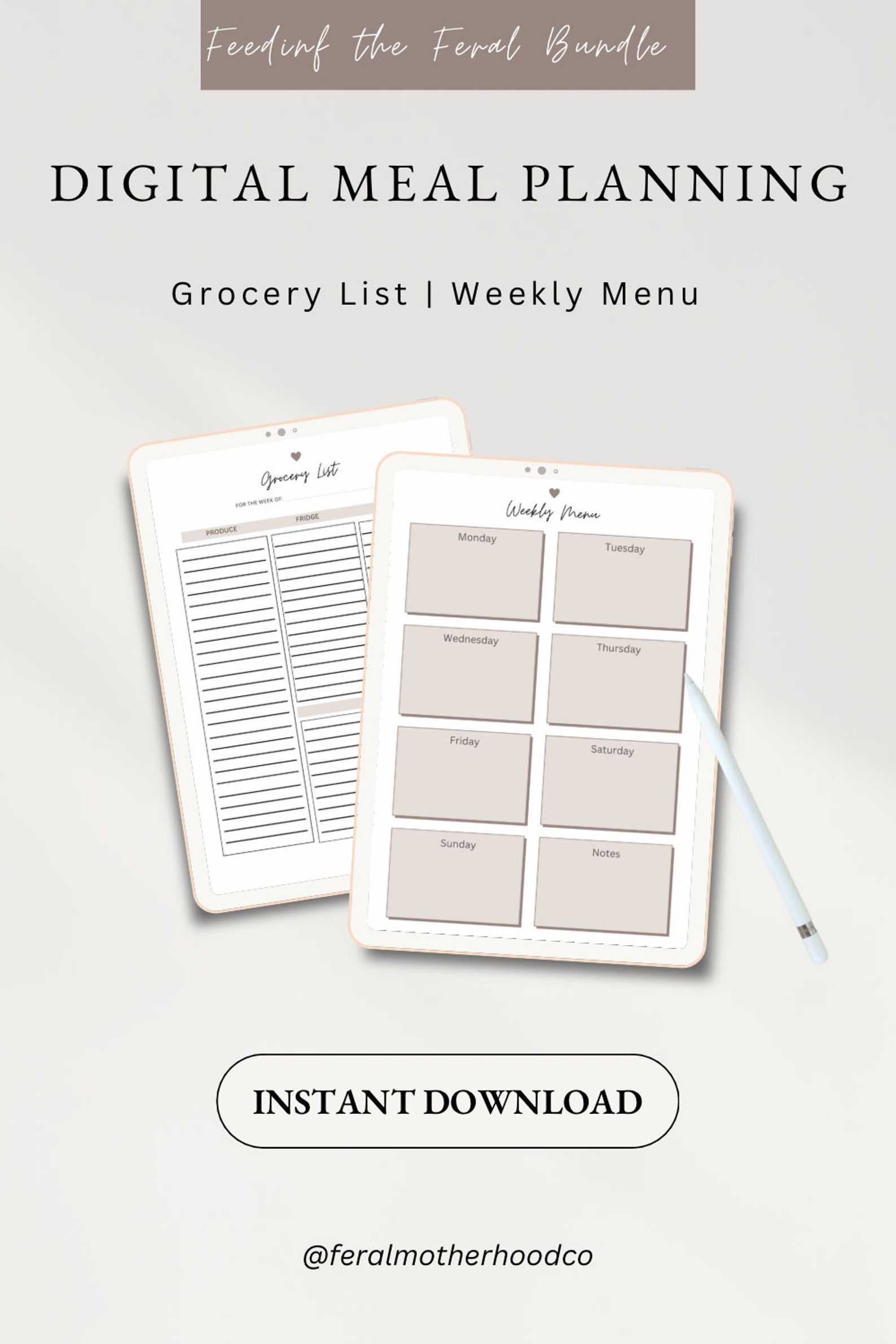 Printable Weekly Menu, Instant Download, Family Organization, Weekly ...