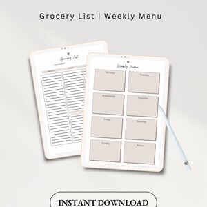 Printable Weekly Menu, Instant Download, Family Organization, Weekly ...