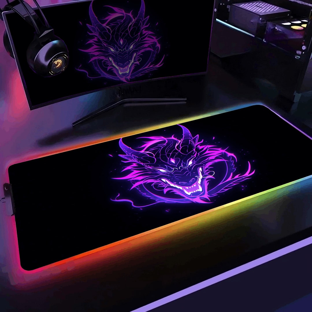 LED Dragon Desk Mat / XXL Mouse Pad Japanese Gaming Mouse Pad - Etsy