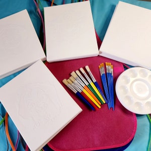 Kid's Paint Party Kits - Set of 6 - Paint and Peel Canvases (easels ...