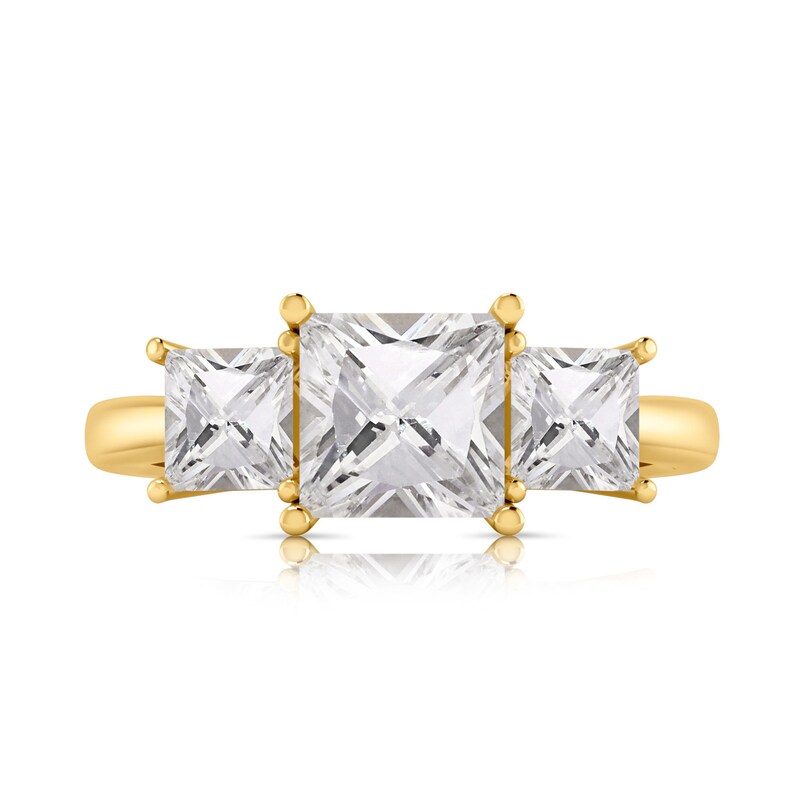 3ct Princess Cut Designer 3 Stone Simulated Diamond Engagement Wedding ...