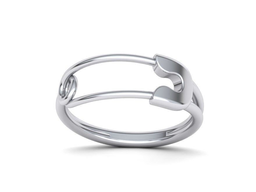 Plain Gold Safety Pin Ring 14K Gold - Etsy