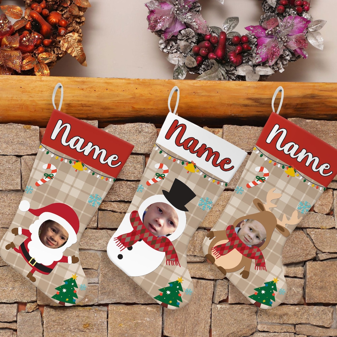 Personalized Santa Reindeer Snowman Christmas Stocking - Etsy